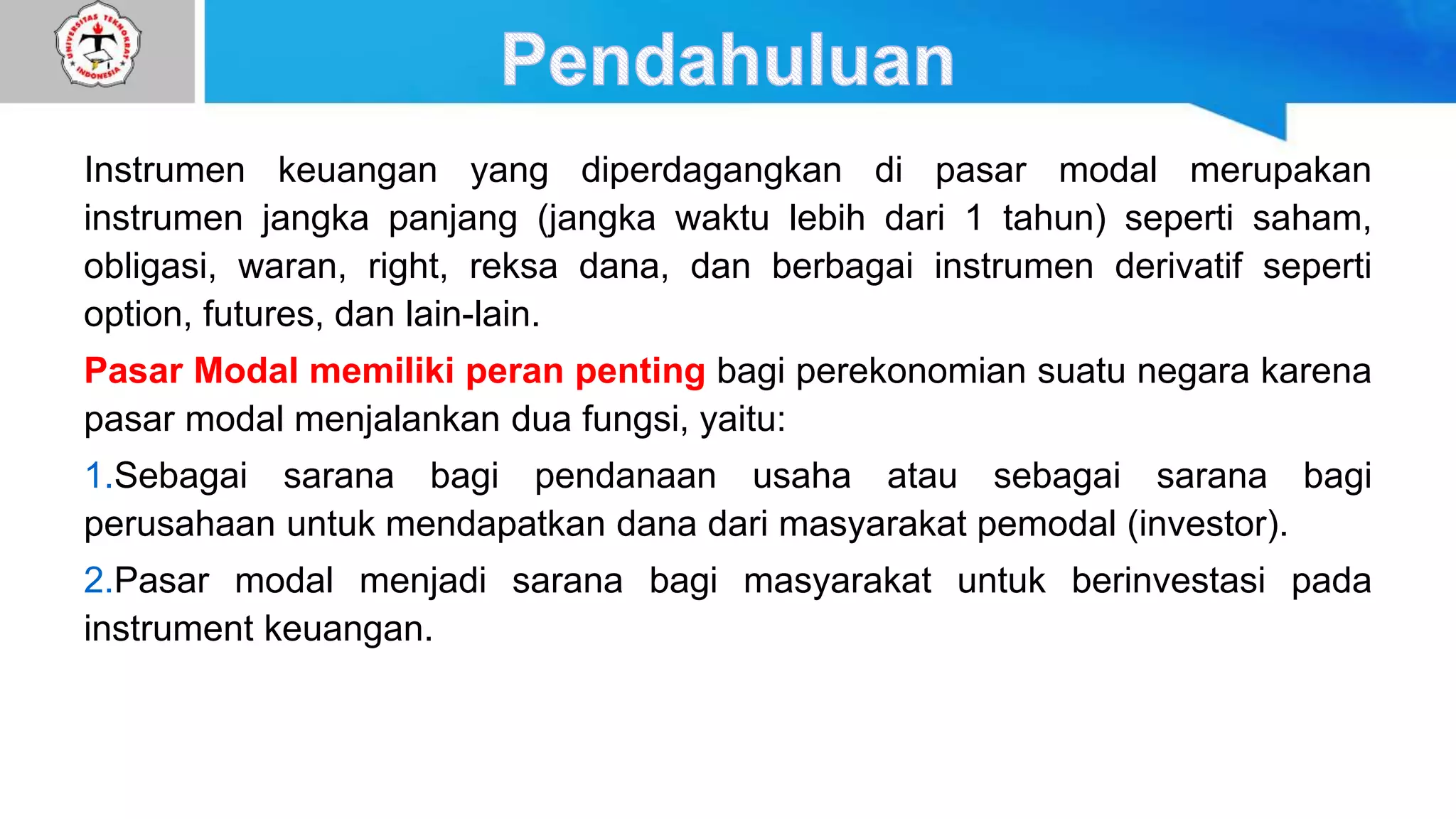 Instrumen pasar modal | PPT