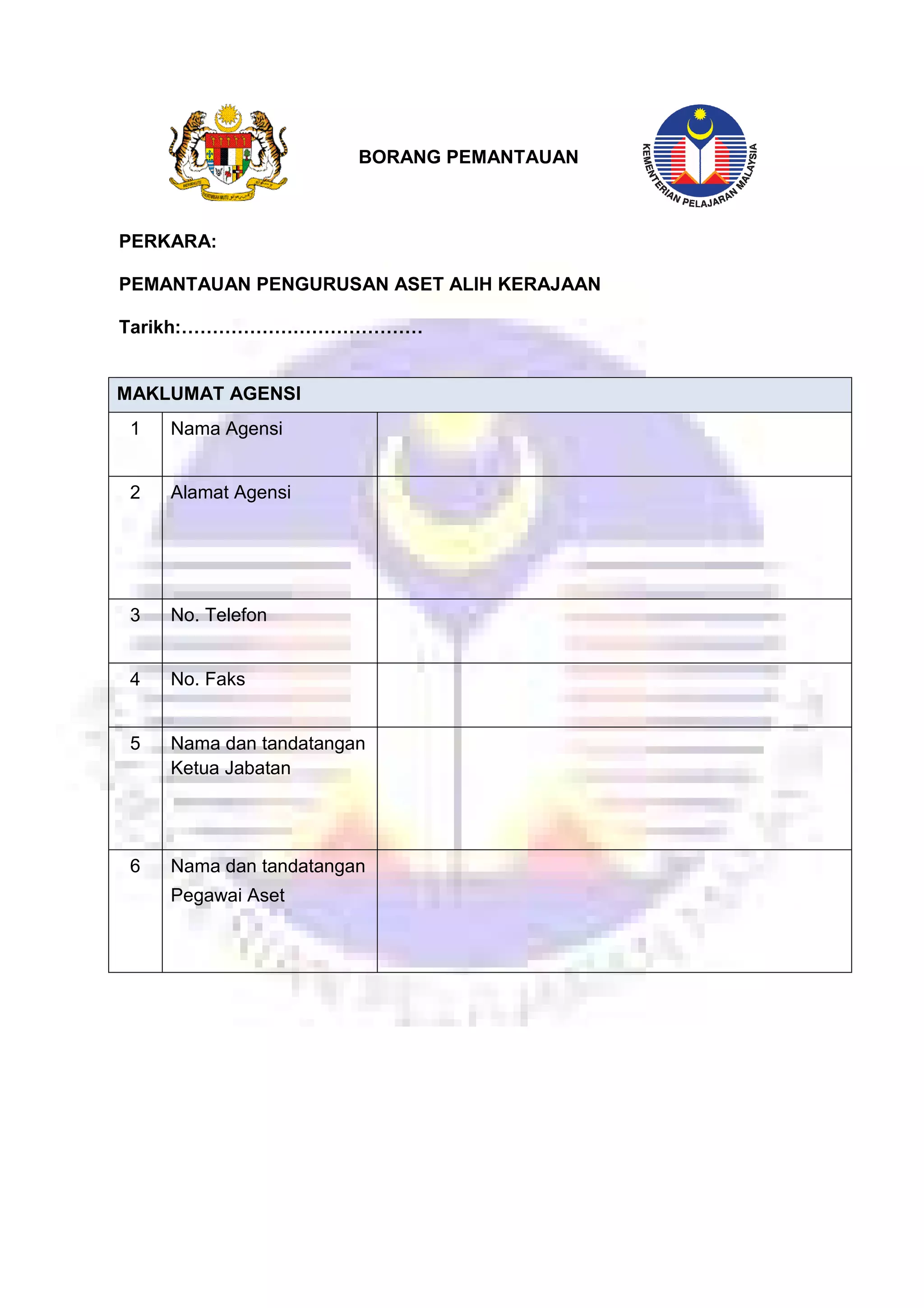 Instrumen pemantauan aset alih kpm | PDF