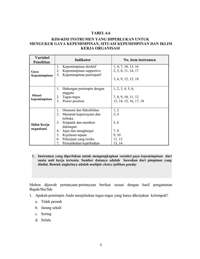 Contoh Instrumen penelitian | PDF