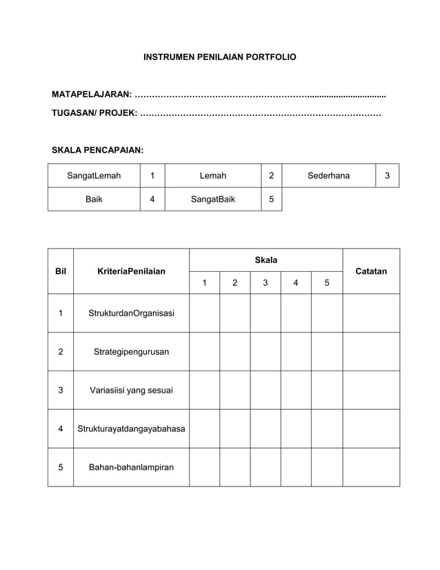 Instrumen Penilaian Portfolio | PDF