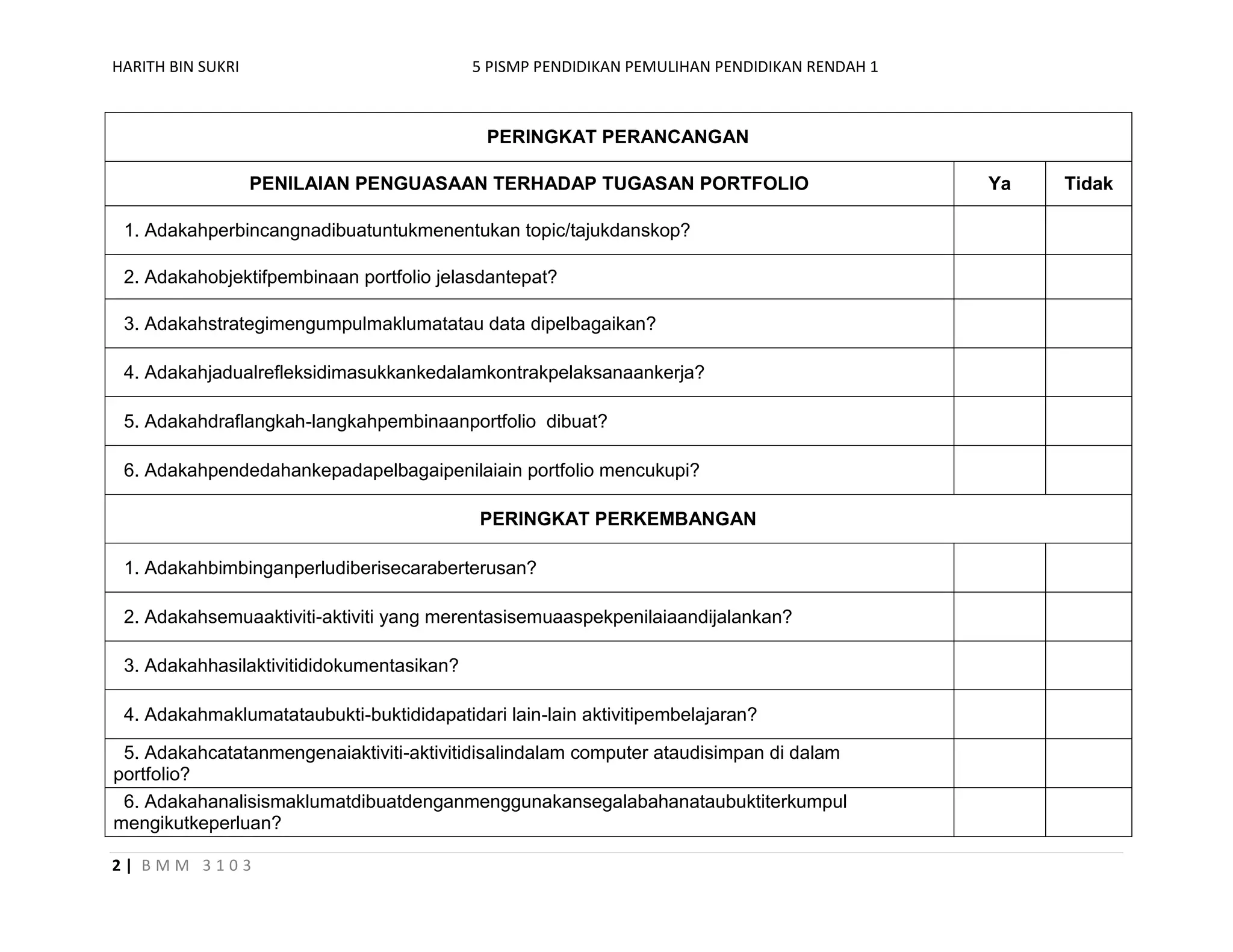 Instrumen penilaian portfolio | DOCX