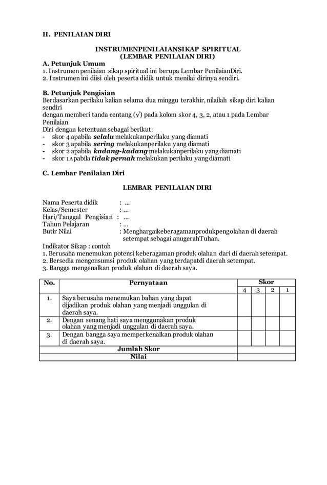 Instrumen penilaian sikap | PDF