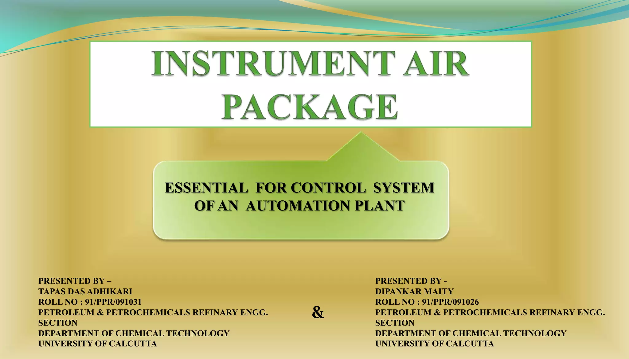 Instrument air package | PPTX