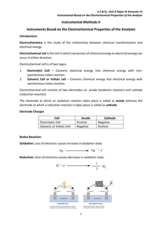 Instrumental methods ii and basics of electrochemistry | PDF