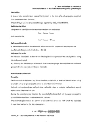 Instrumental methods ii and basics of electrochemistry | PDF