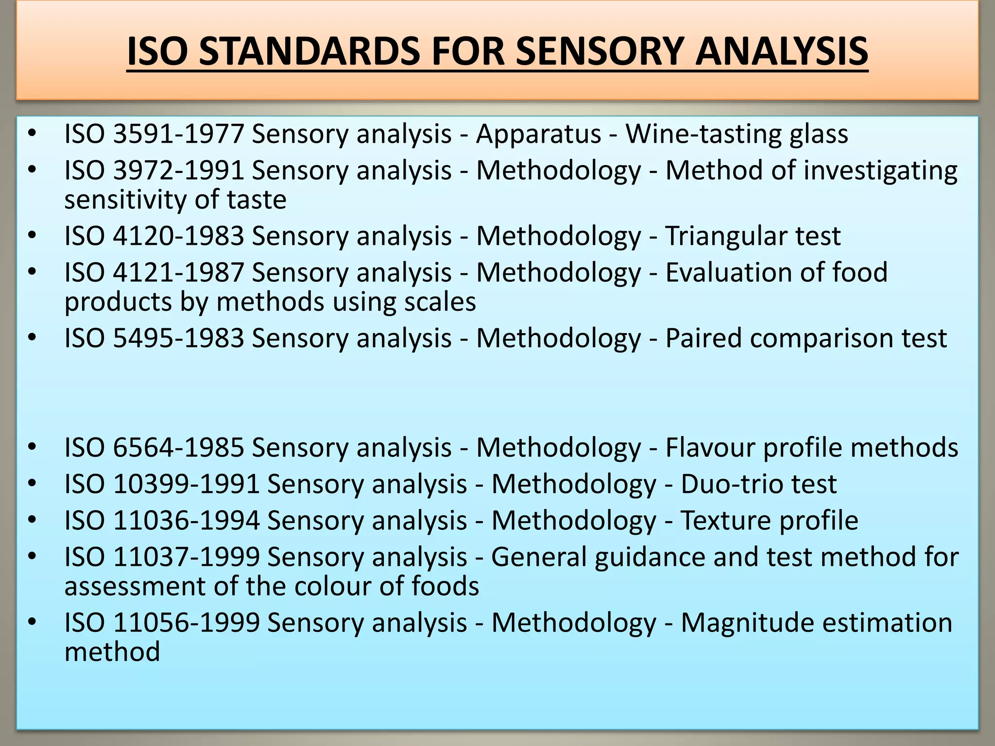 Instrumental sensory analysis of food quality | PPTX