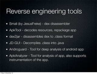 Reverse engineering and instrumentation of android apps | PDF