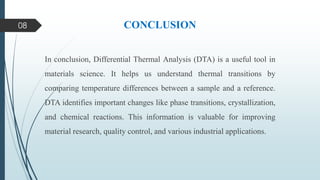 DIFFERENTIAL THERMAL ANALYSIS(DTA) (Under Thermal Methods of analysis ...