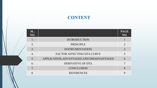 DIFFERENTIAL THERMAL ANALYSIS(DTA) (Under Thermal Methods of analysis ...