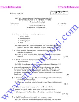 Instrumentation and control systems Jntu Model Paper{Www.Studentyogi ...
