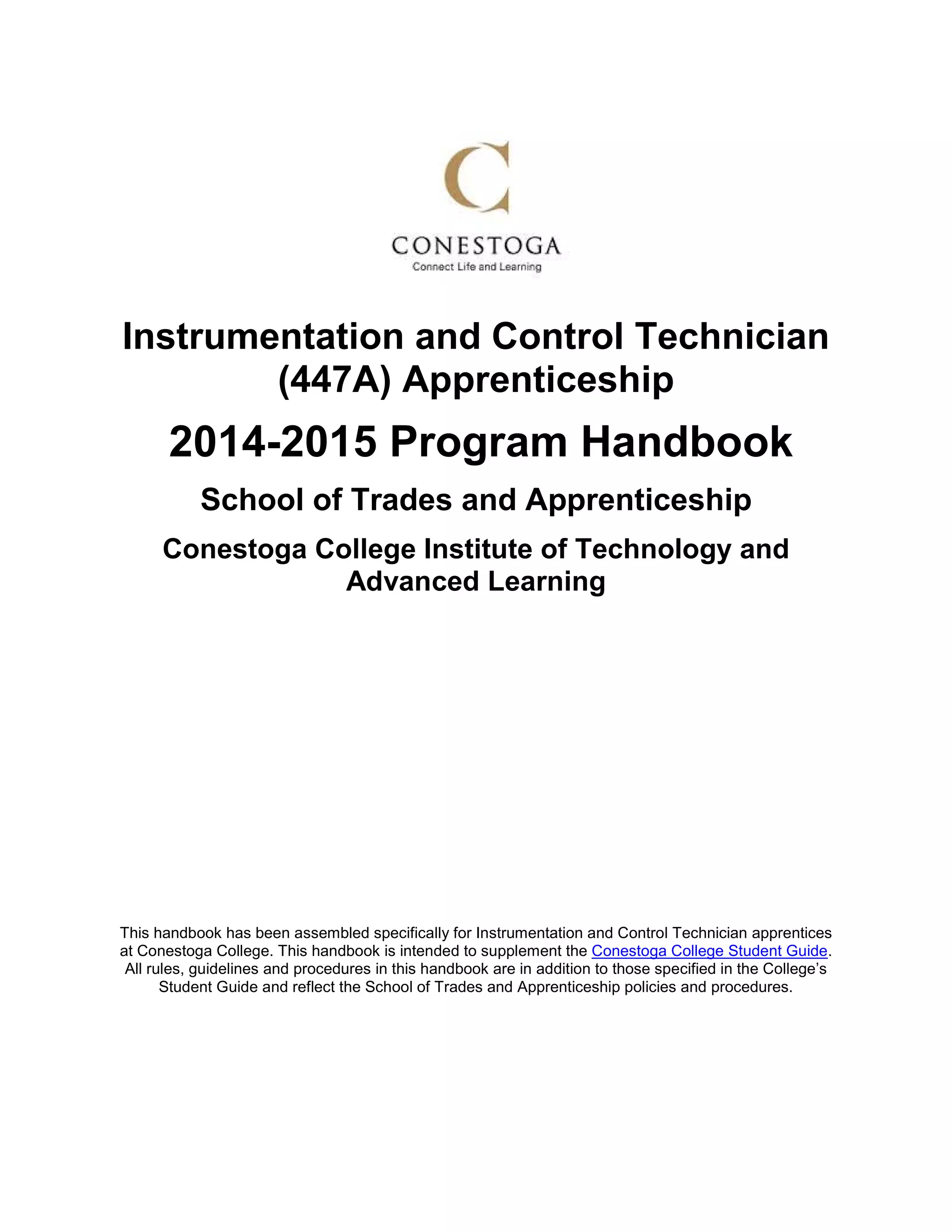 Instrumentation and control technician apprenticeship program handbook ...
