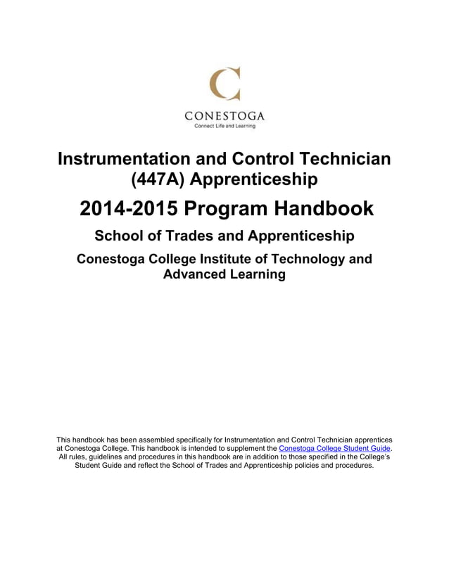 Instrumentation and control technician apprenticeship program handbook ...