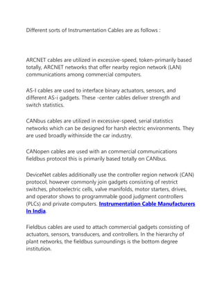 Instrumentation Cables Questions & Answers – Suraj Cables | PDF