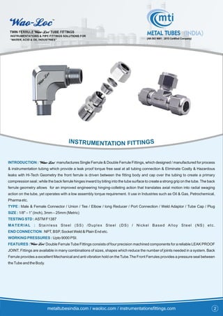 Instrumentation fittings catalog | PDF