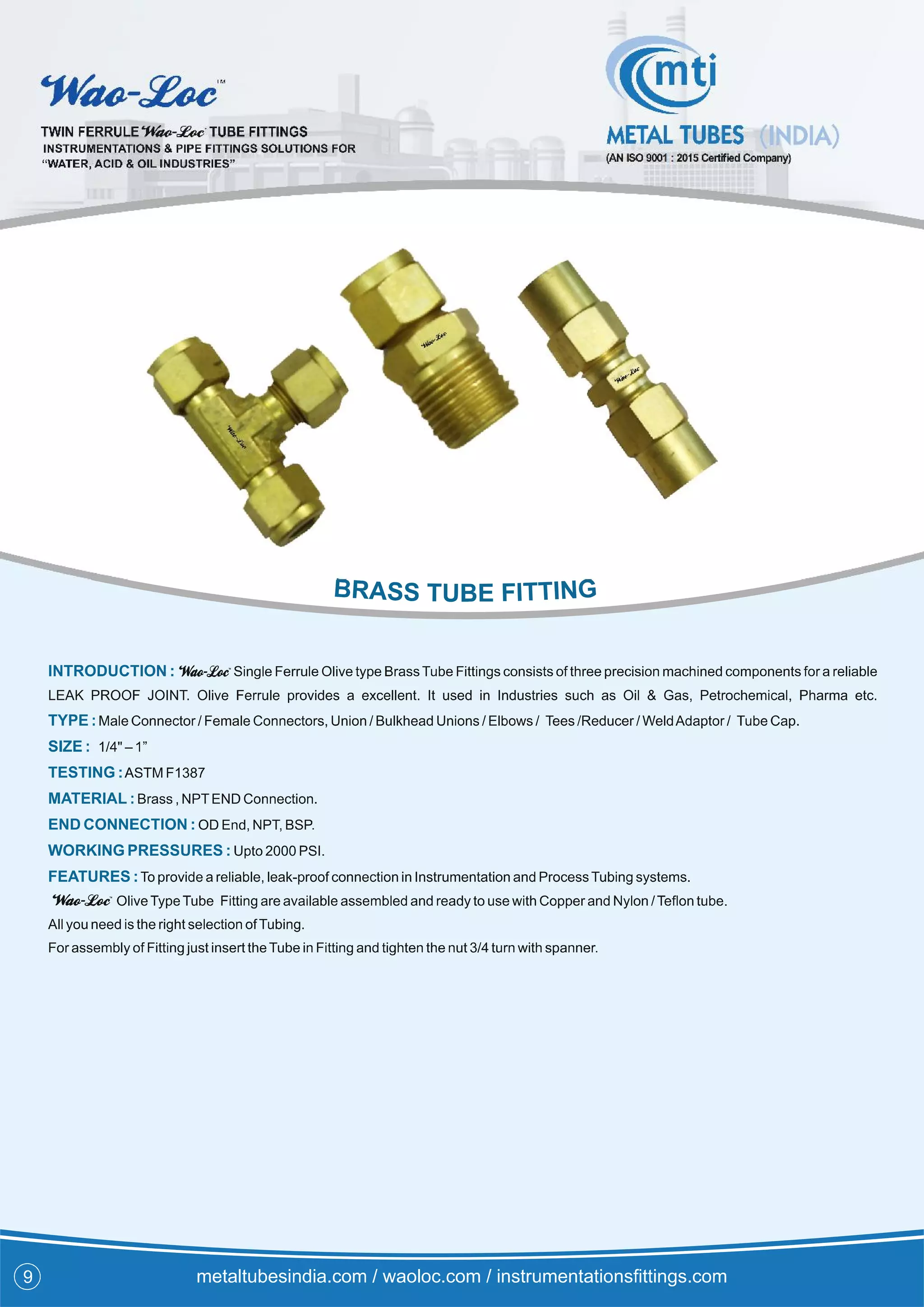 Instrumentation fittings catalog | PDF