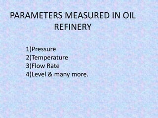 Instrumentation in oil refinery | PDF