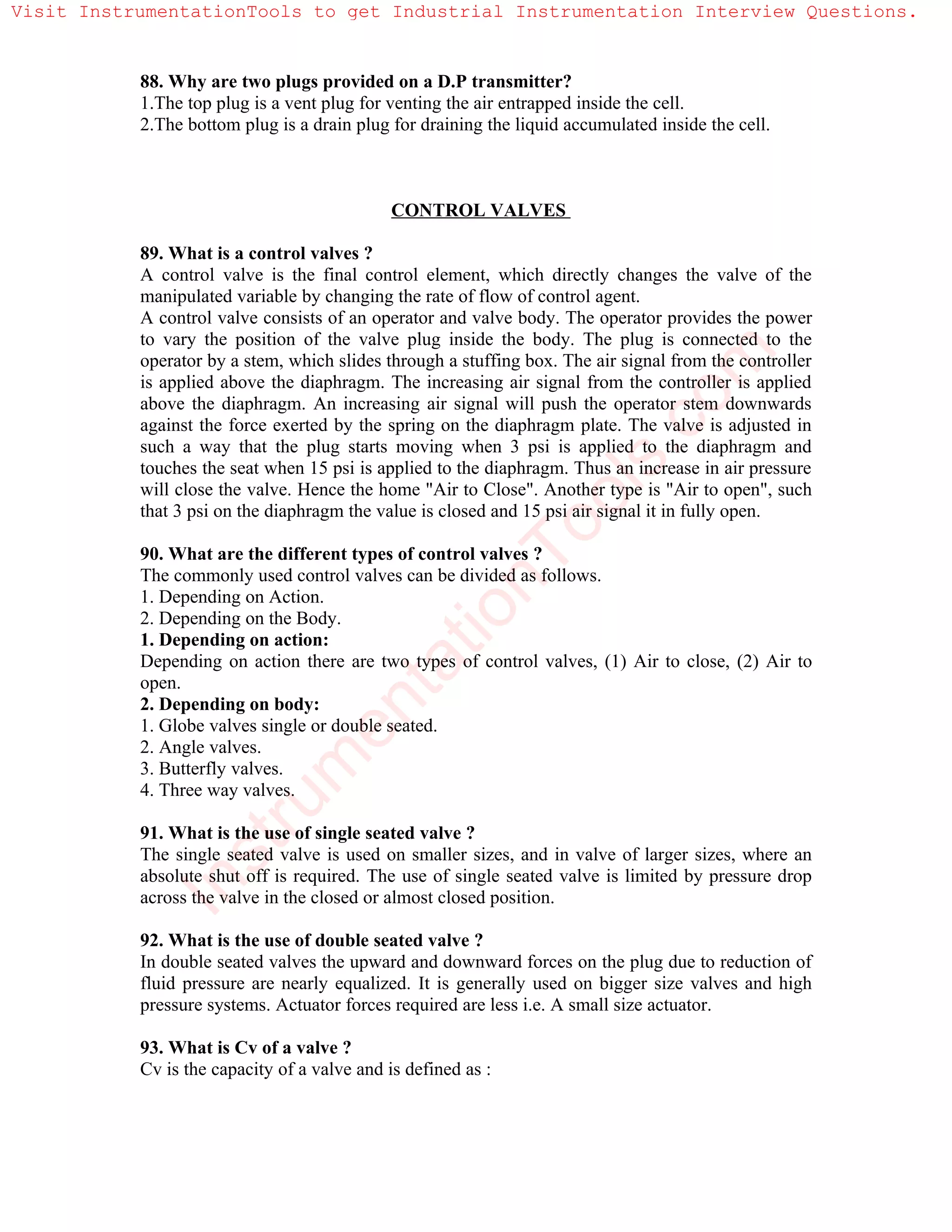 Instrumentation Interview Questions Download | PDF | Chemistry | Science