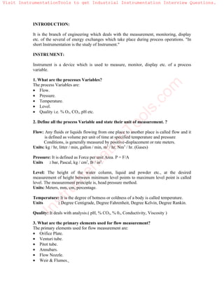 Instrumentation Interview Questions Download | PDF