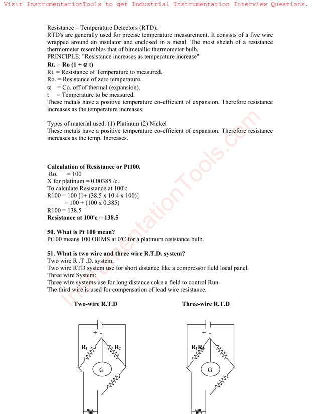 Instrumentation Interview Questions Download | PDF | Chemistry | Science