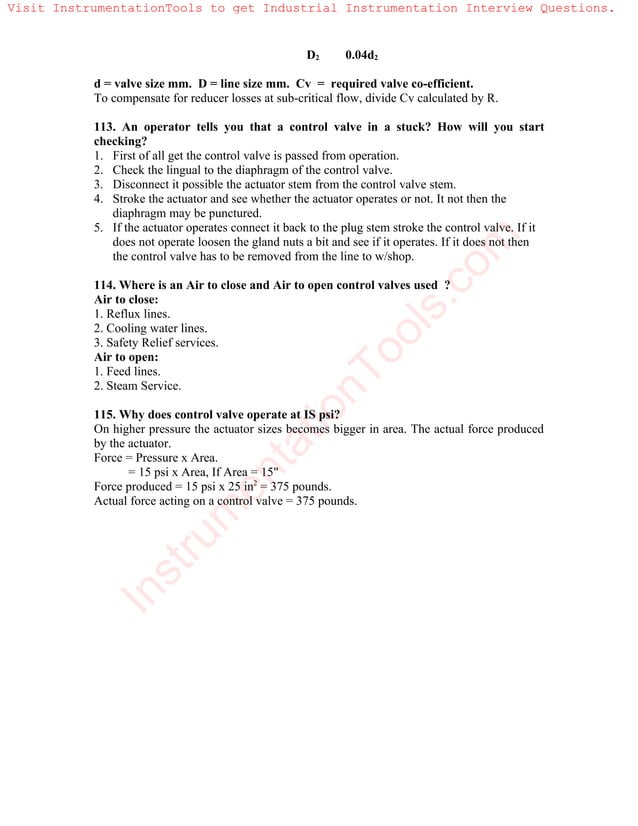 Instrumentation Interview Questions Download | PDF | Chemistry | Science
