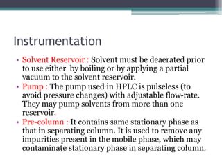 Instrumentation of column and gas chromatography | PPTX