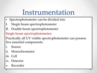 Instrumentation of uv visible spectroscopy | PPTX