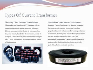 Instrumentation transformers, Types of Instrumentation Transformer & Relays | PPTX