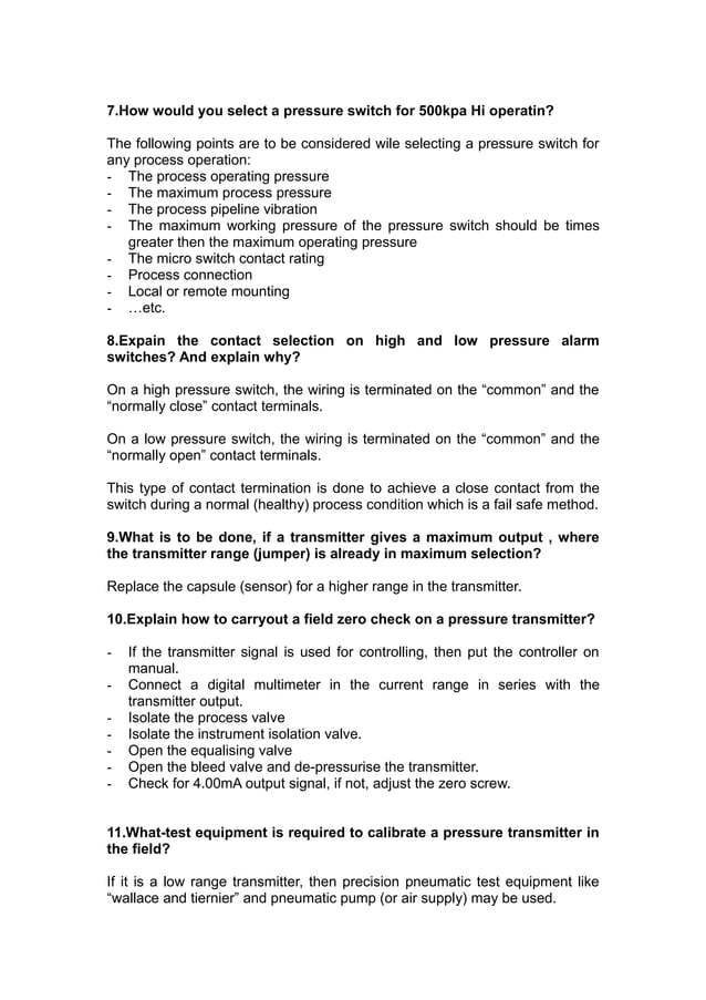 Basic Instrument Presentation ( pressure ) | PDF