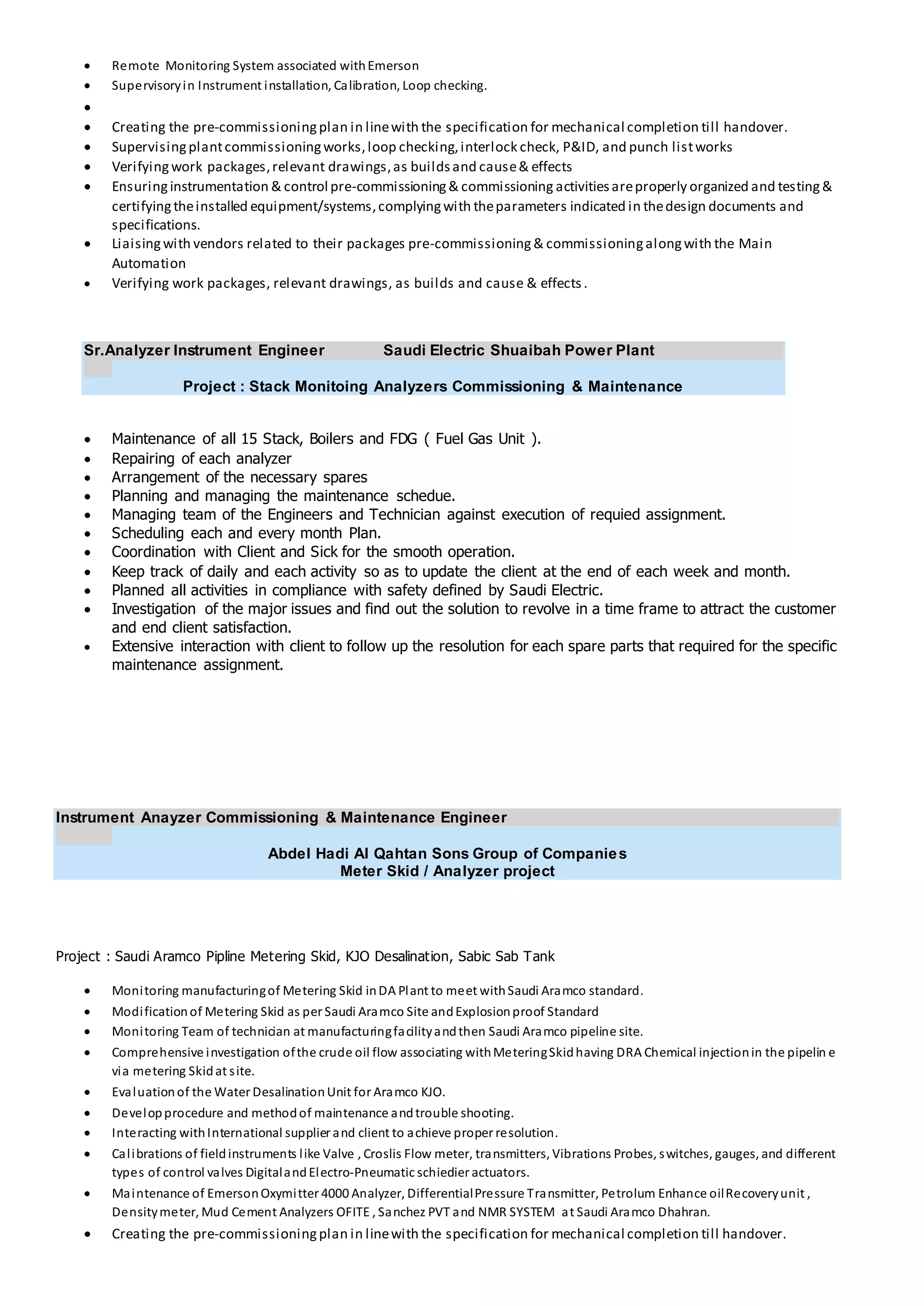 instrument engineer shuaibah power plant cems turbine | DOCX