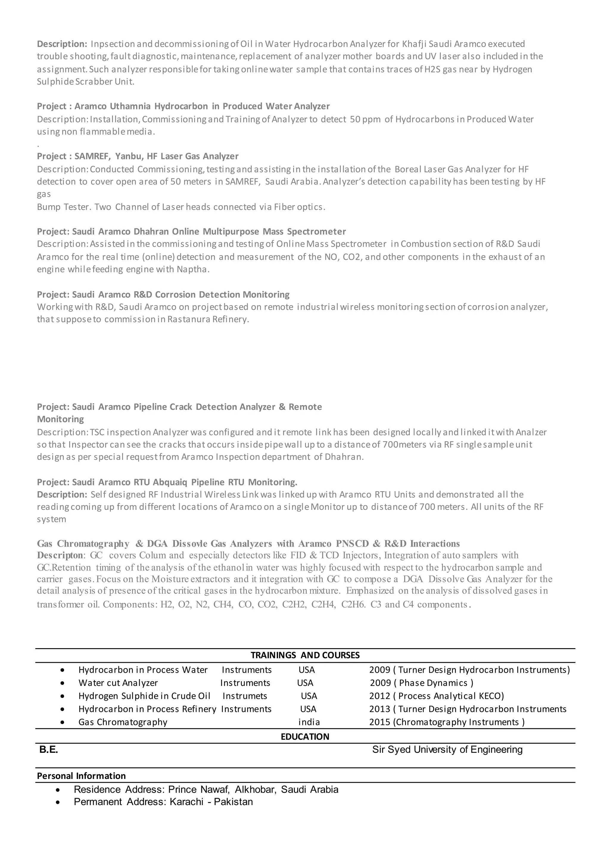 instrument engineer shuaibah power plant cems turbine | DOCX