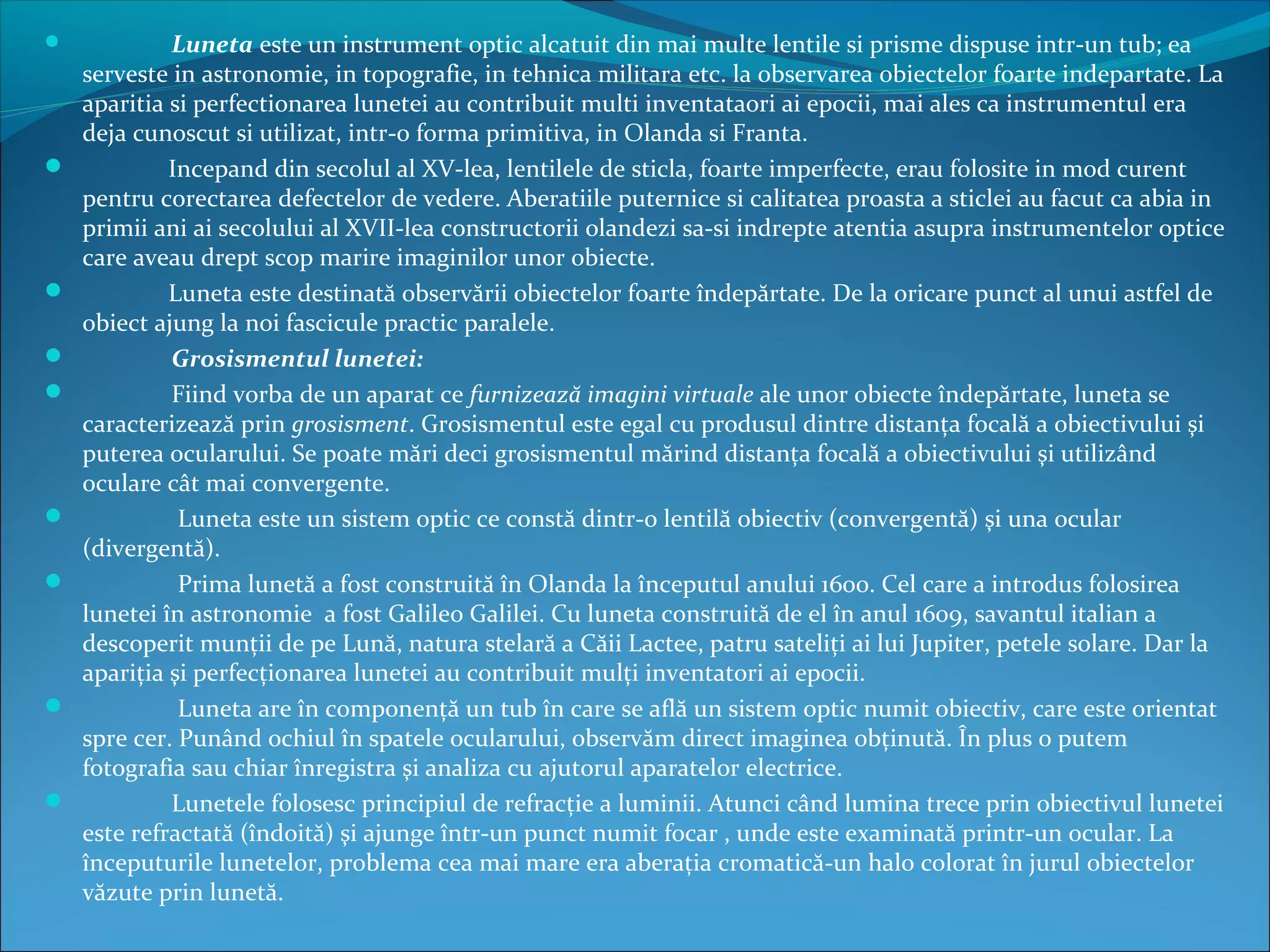 Instrumente optice luneta ( fizica ) | PPT