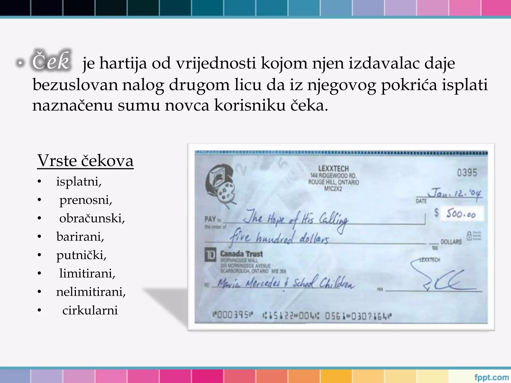 Instrumenti platnog prometa ppt | PPTX