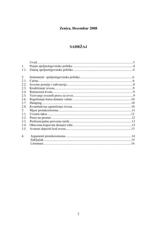 Instrumenti spoljnotrgovinske politike i mjere protekcinizma ekonomske osnove drzave i prava | PDF