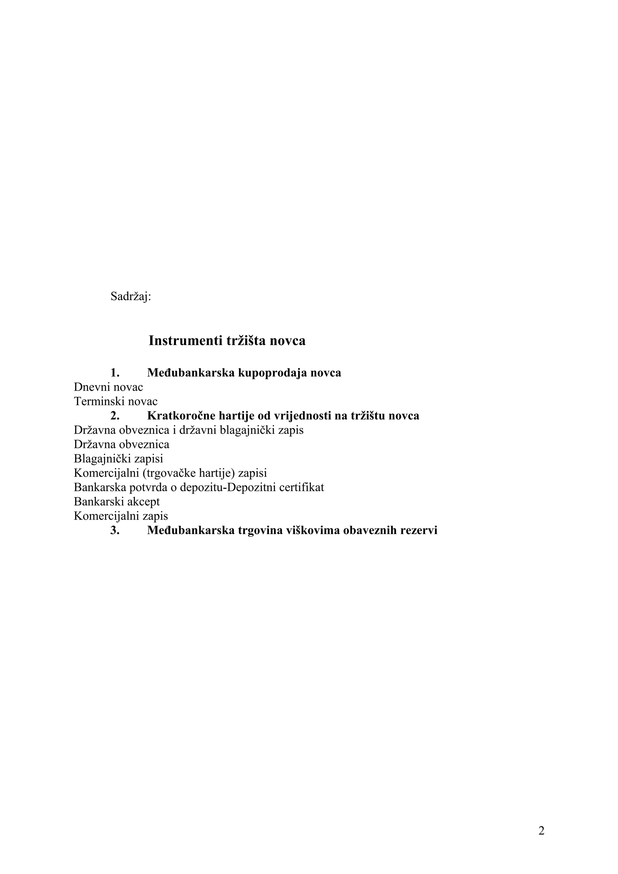 Instrumenti trzista novca finansije | DOC