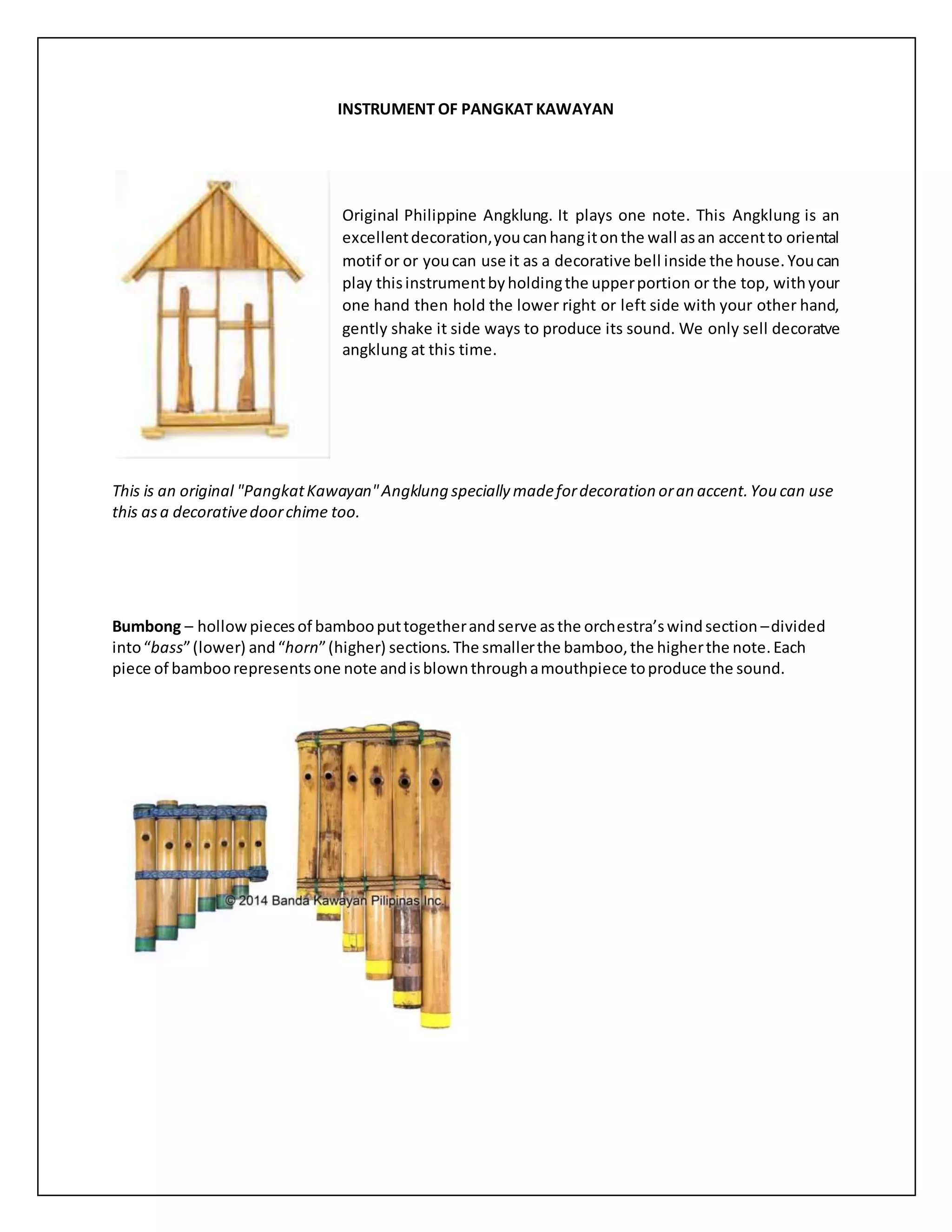 Instrument of pangkat kawayan | DOCX