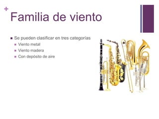 Las familias de instrumentos musicales | PPT