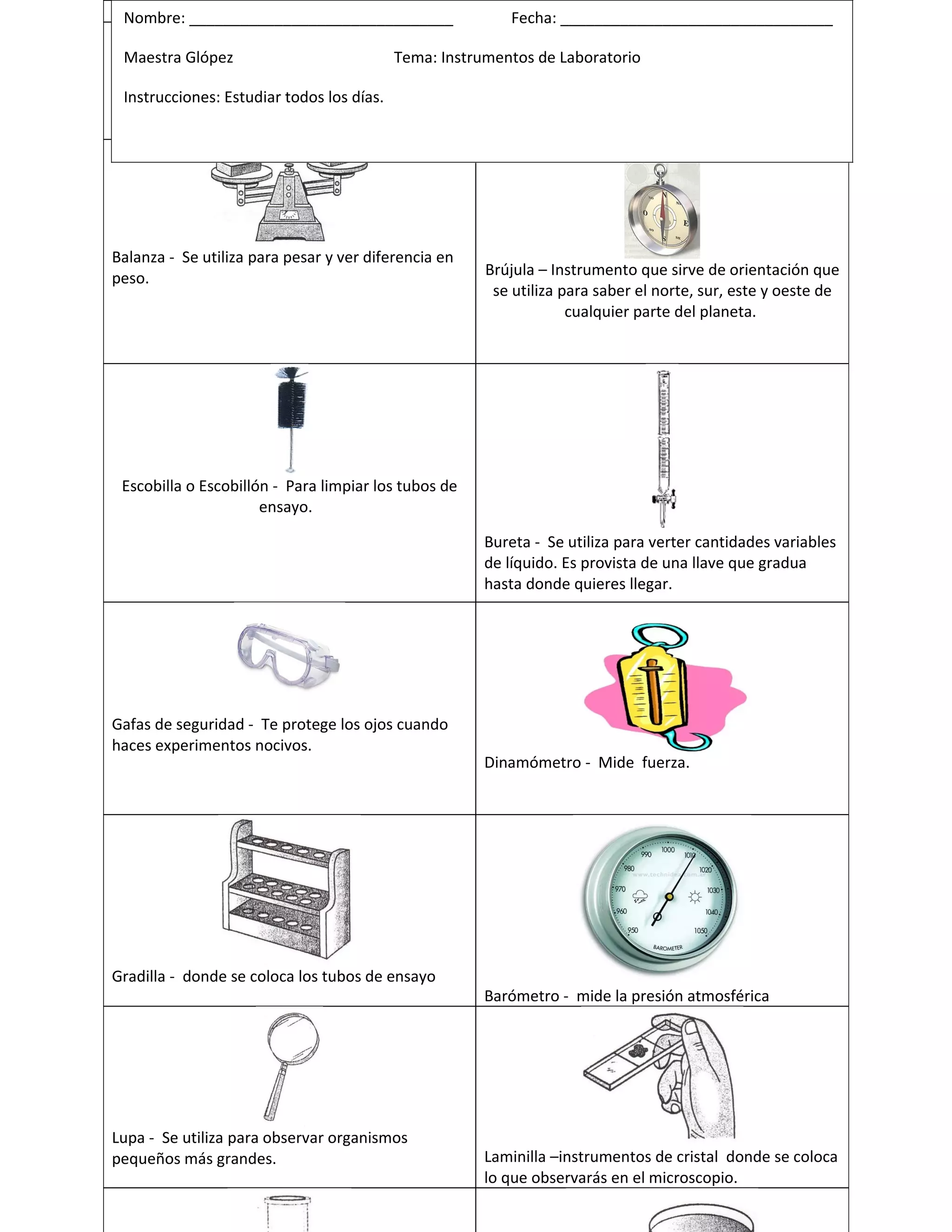 Instrumentos de laboratorio | DOC