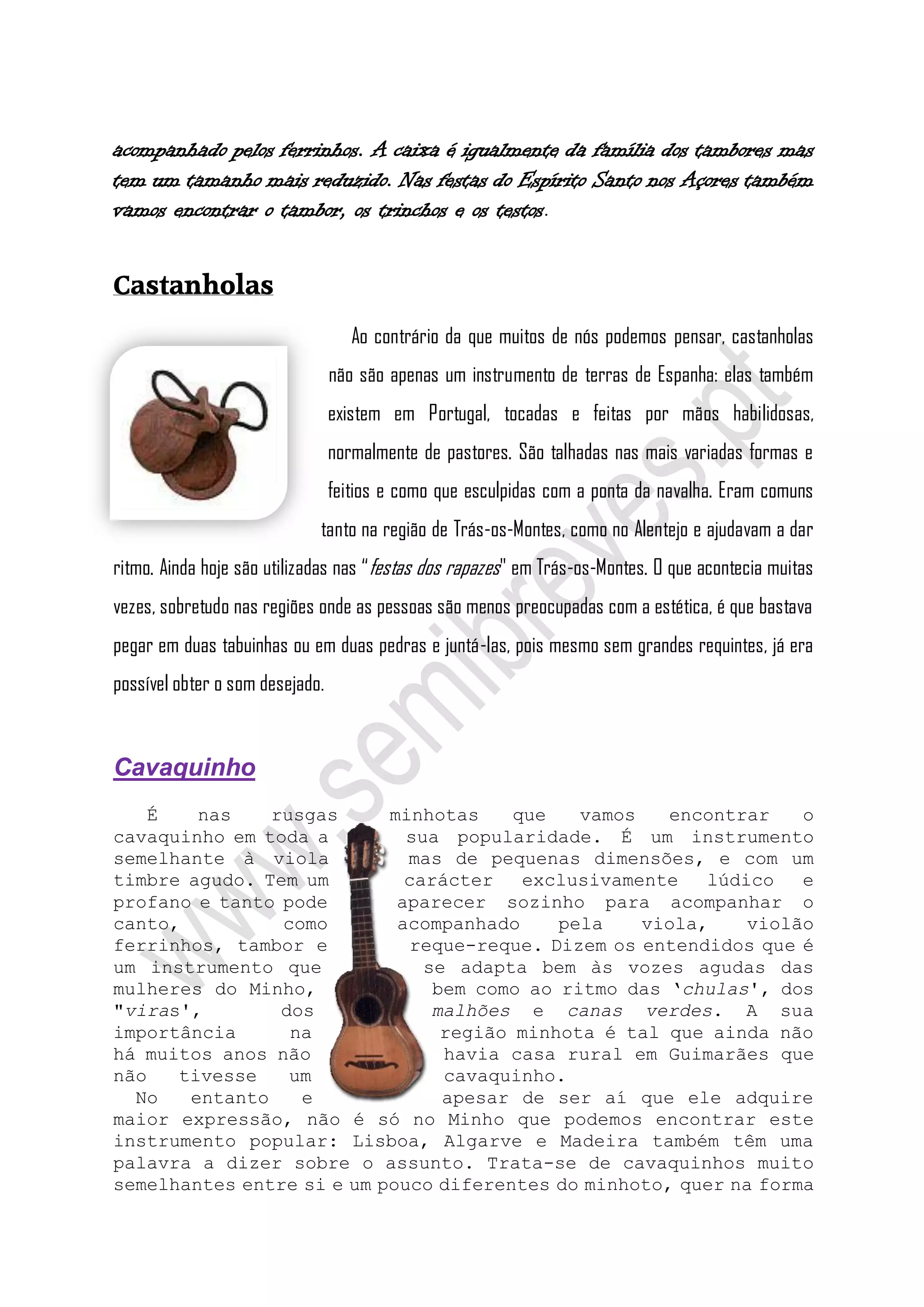 Instrumentos tradicionais portugueses | PDF