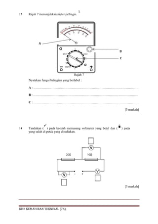 Instrument pentaksiran tingkatan 3 (pt 3) Kemahiran Hidup Bersepadu-Kemahiran Teknikal | PDF