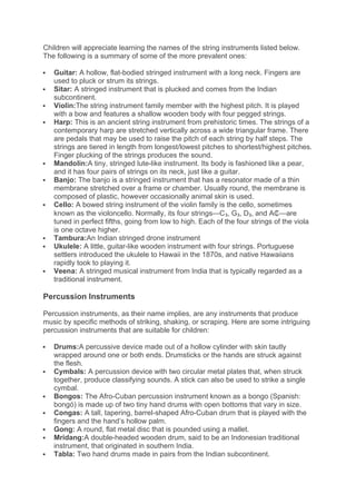 Instruments and Their Names: A Musical Journey for Kids | DOCX