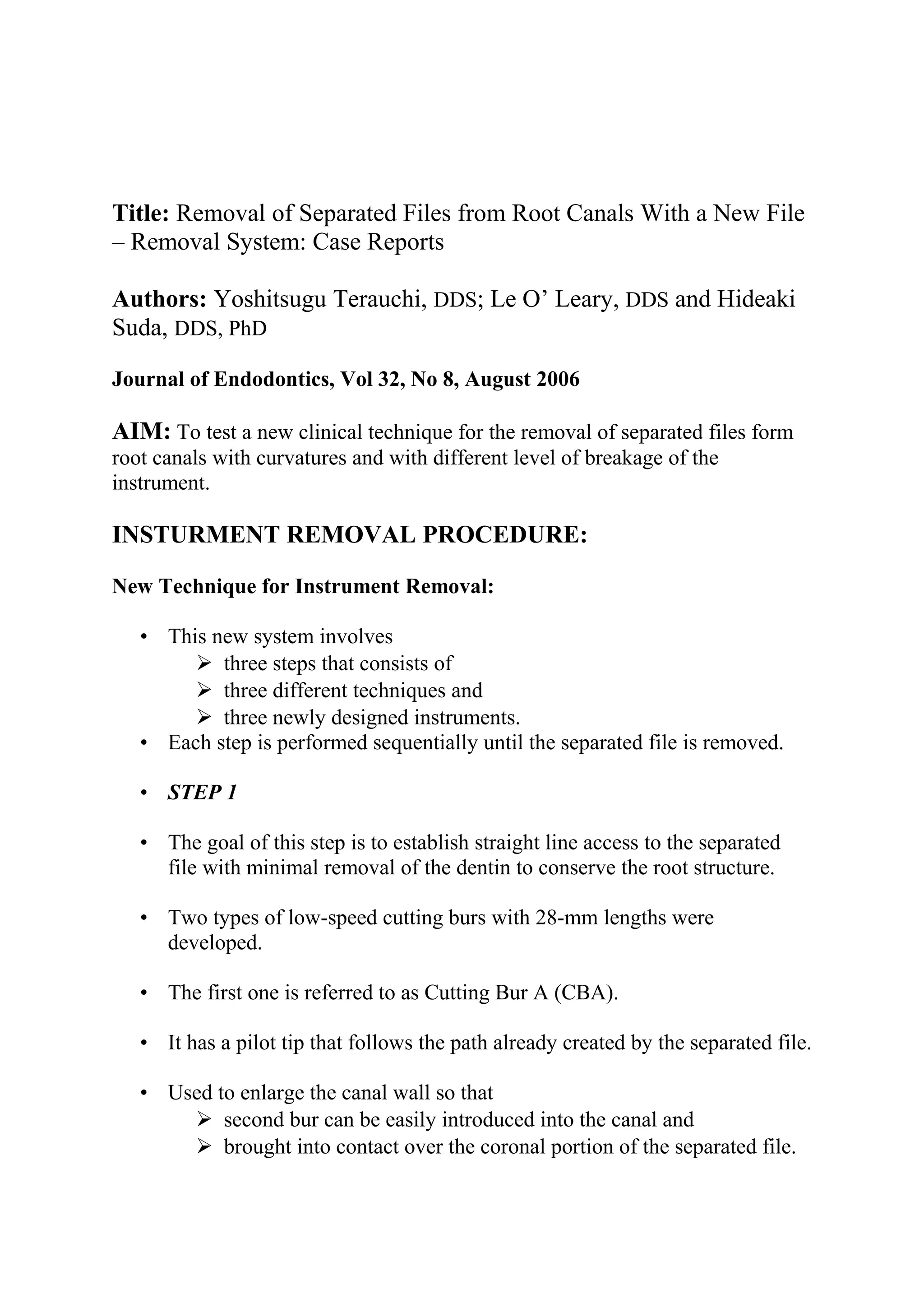 Instrument separation | DOC | Dental Health | Diseases and Conditions