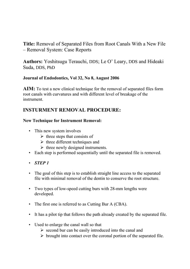 Instrument separation | DOC | Dental Health | Diseases and Conditions