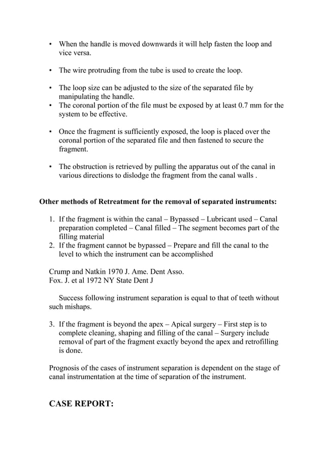 Instrument separation | DOC | Dental Health | Diseases and Conditions