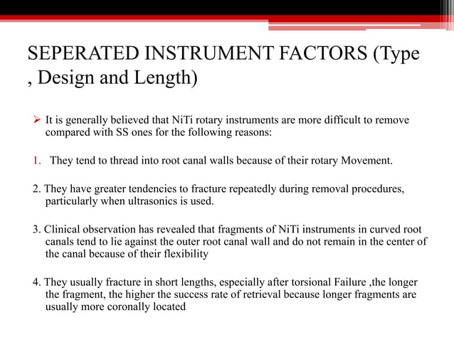 Instrument seperation and its management | PPTX | Dental Health ...
