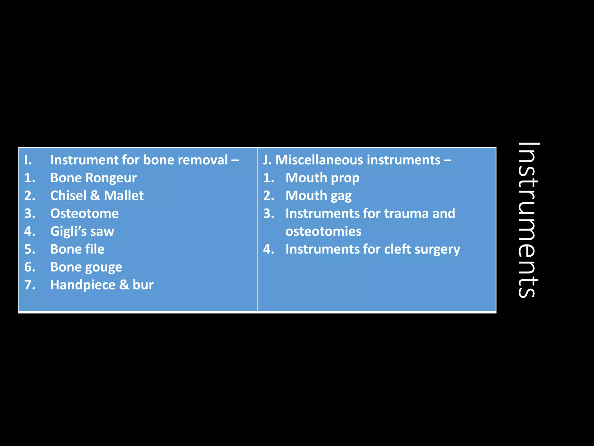 Instruments in major oral and maxillofacial surgery | PPTX
