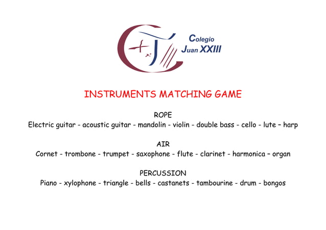 Instruments matching game | PPT