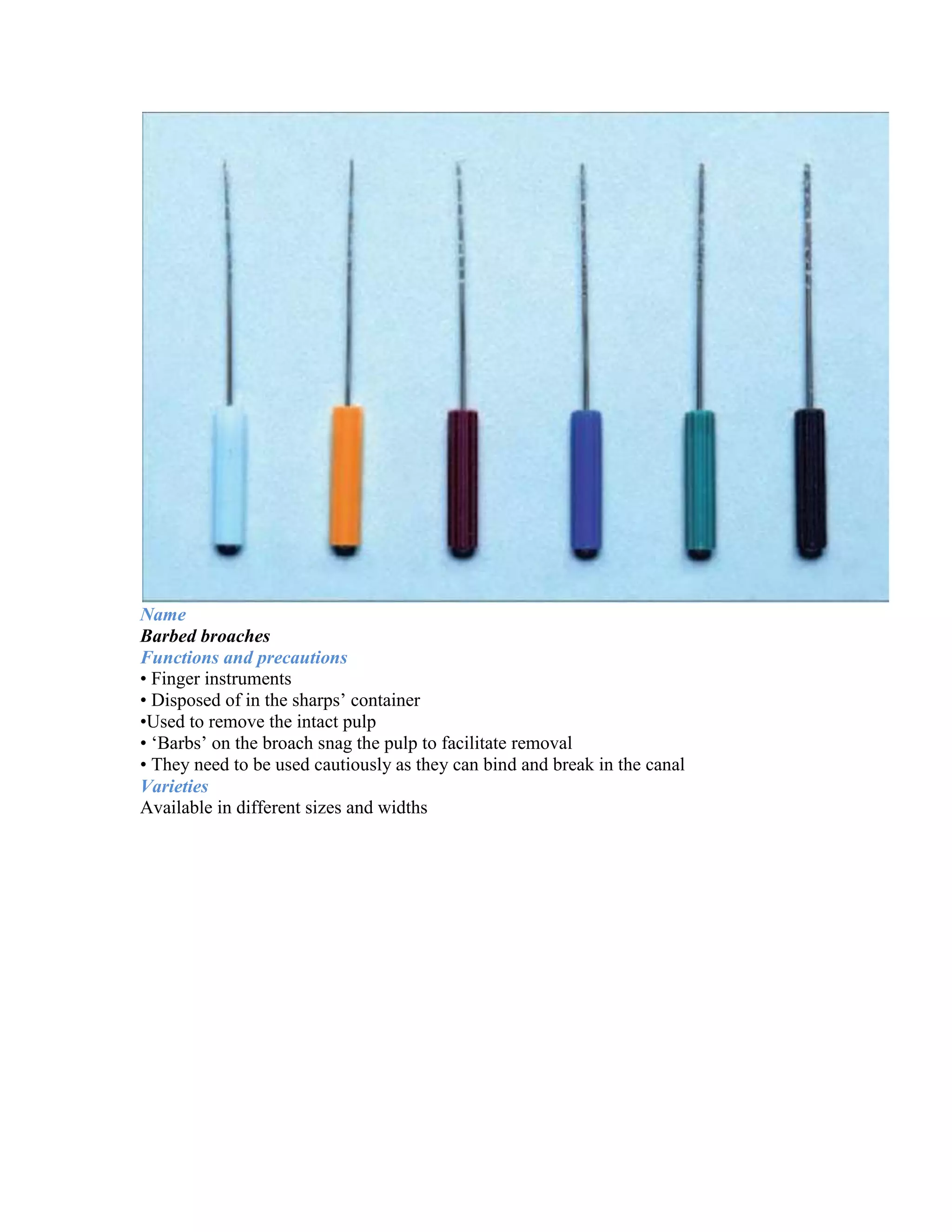 Instruments used in endodontic treatment | DOCX