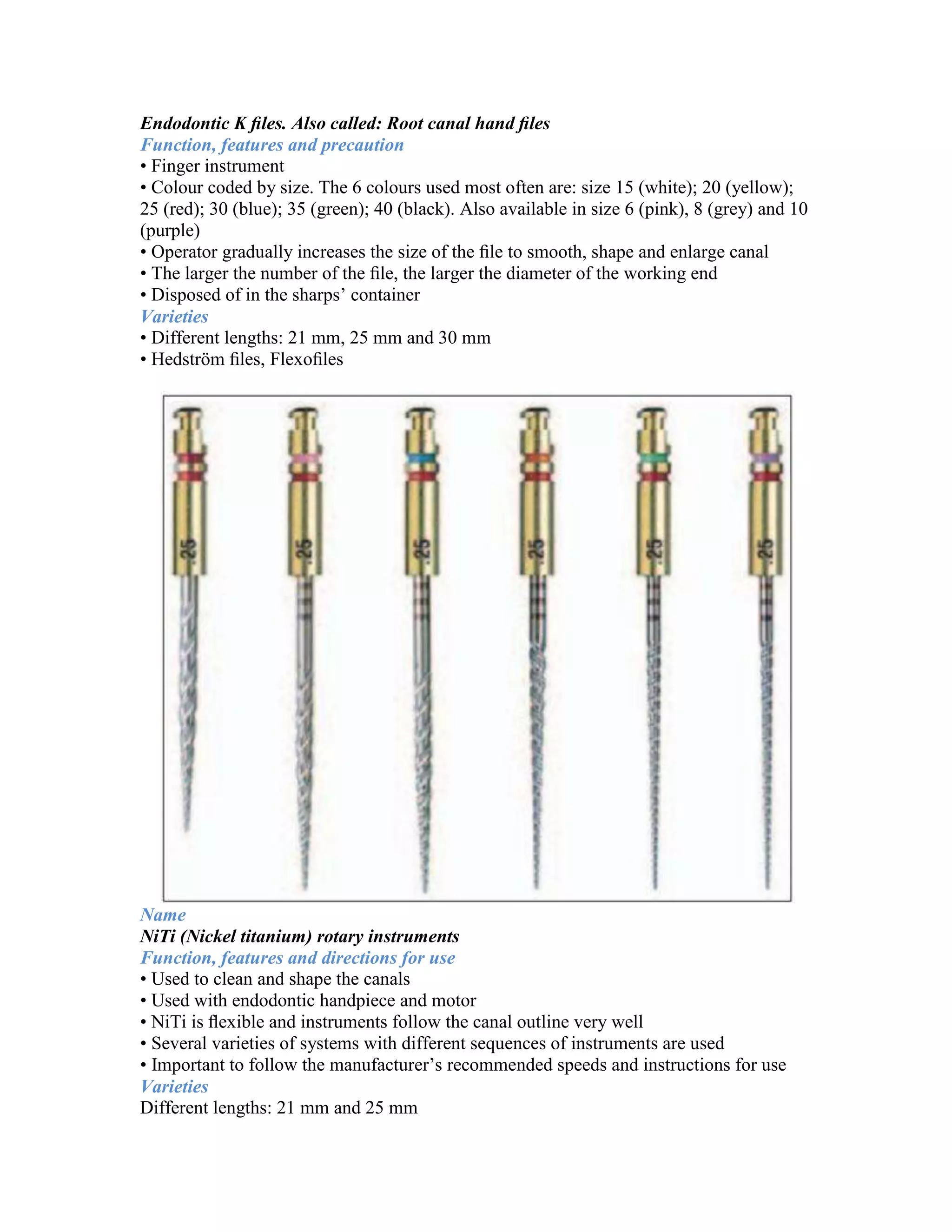 Instruments used in endodontic treatment | DOCX