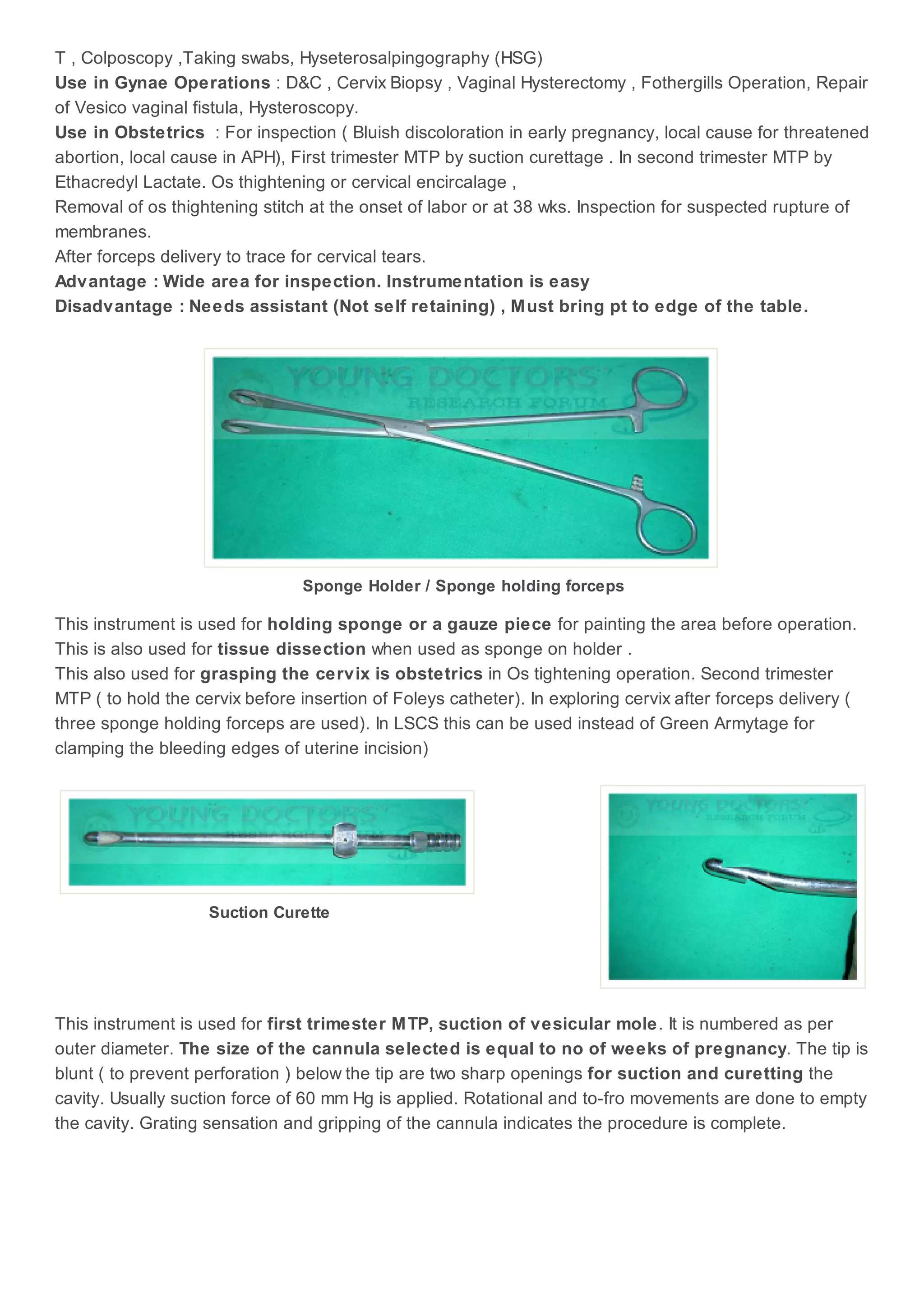 Instruments used in gynecology and obstetrics ~ young doctors research ...