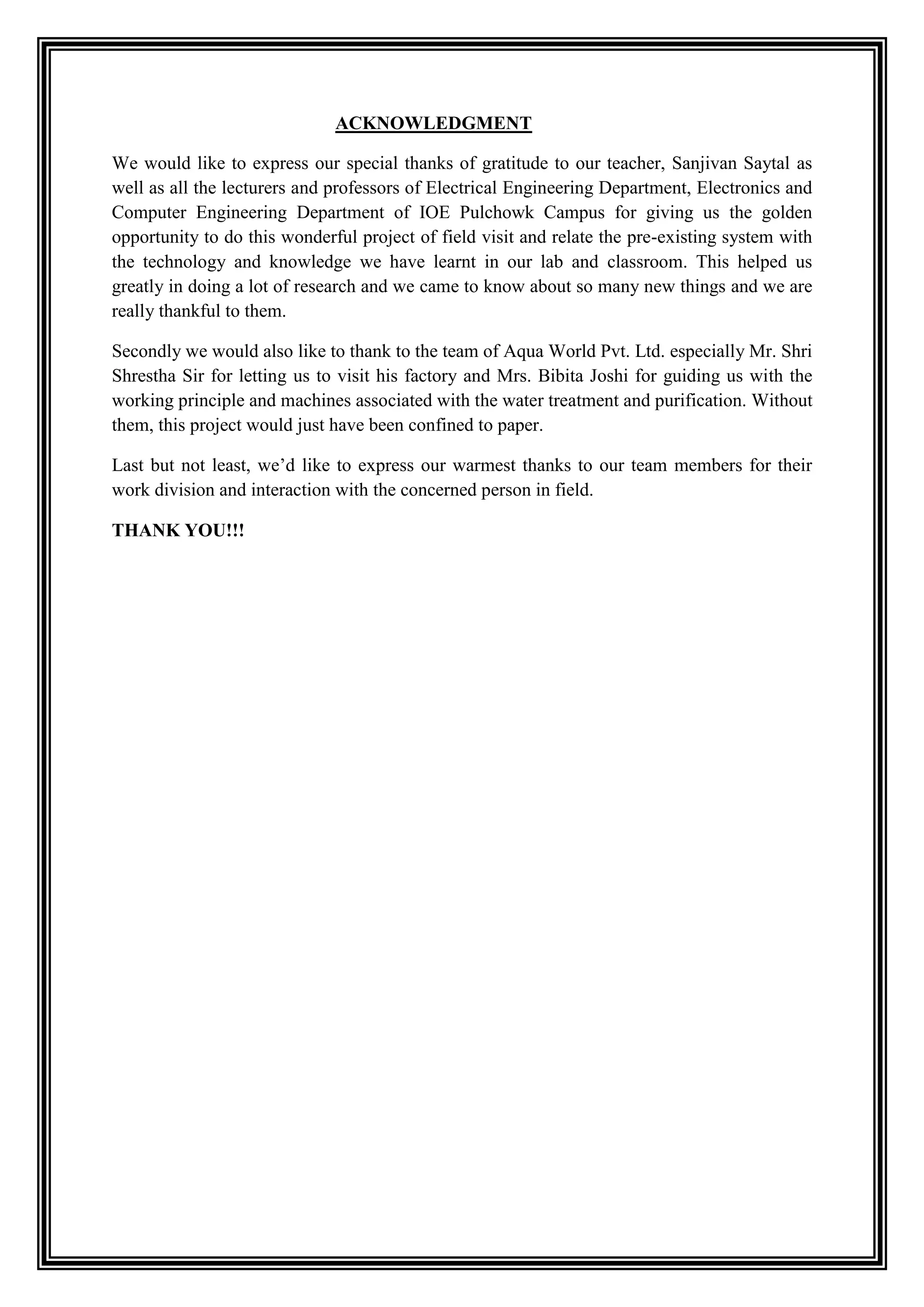 IOE Instrumentation-II Field Visit Sample Report | PDF